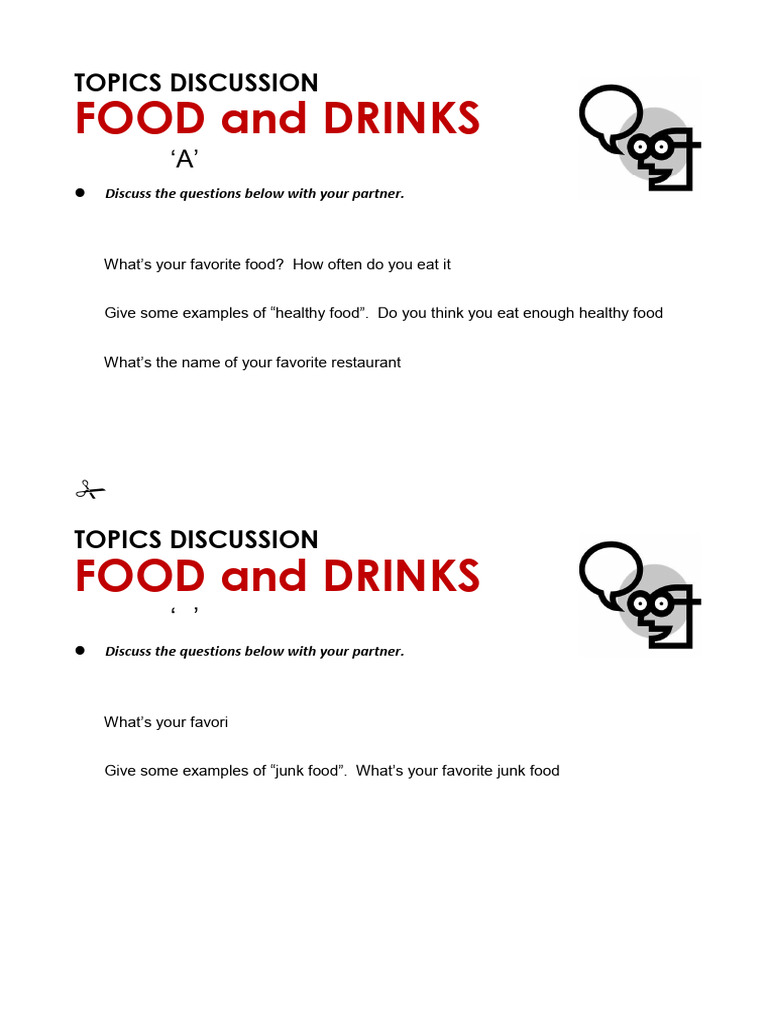 ESLConversation - Atg .FoodDrinks - DQ | PDF