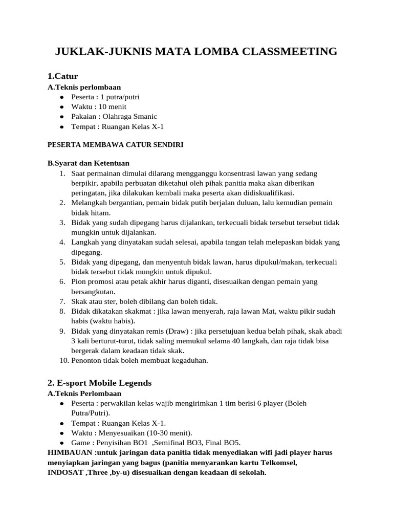 Juklak-Juknis Classmeet 1 24-25 | PDF