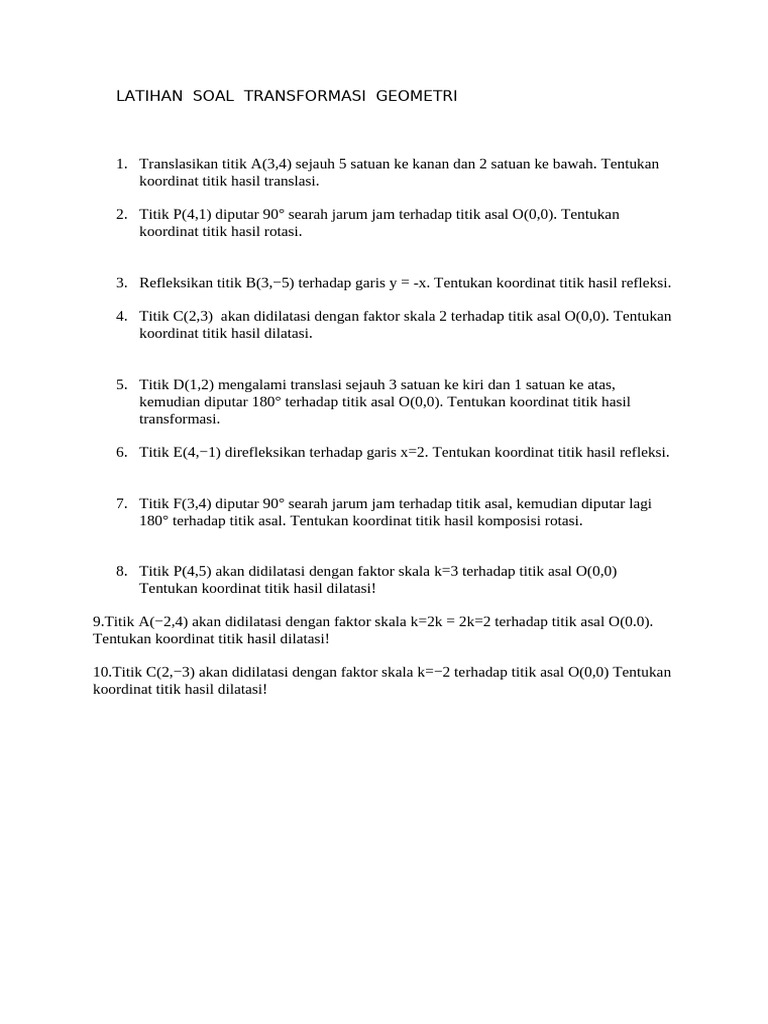 Latihan Soal Translasi | PDF