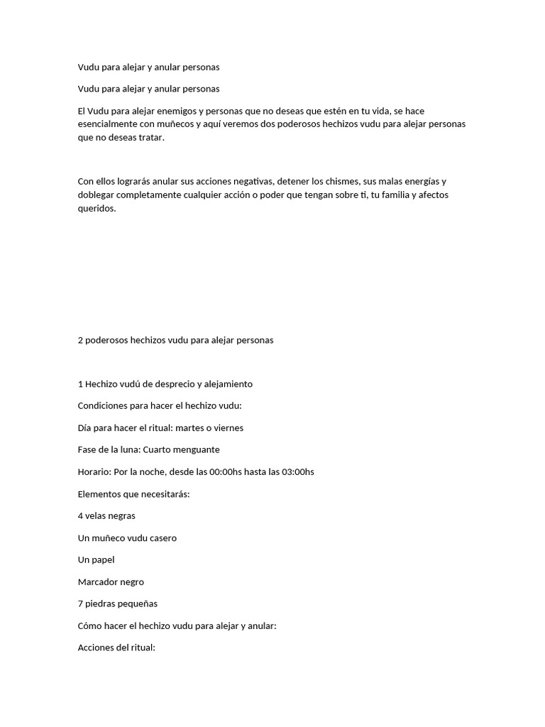 Vudu para alejar y anular personas | PDF | Muñecas Vudu para alejar y anular personas | PDF | Muñecas