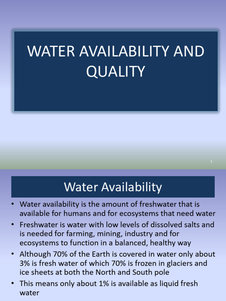 Water Availability and Quality | PDF | Fresh Water | Water