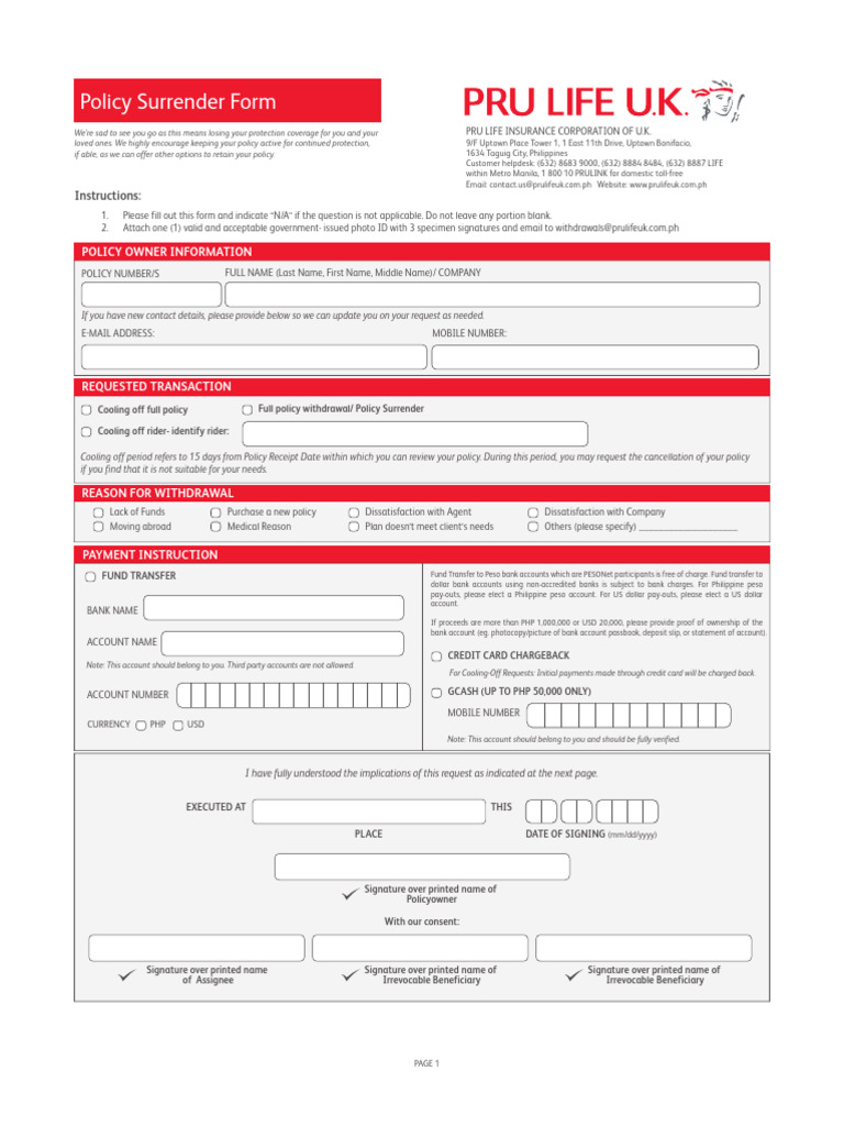Policy-Surrender-Form-3 | PDF | Insurance | Banks