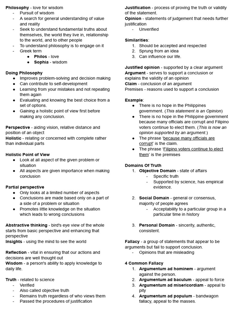 PHILO | PDF | Argument | Truth
