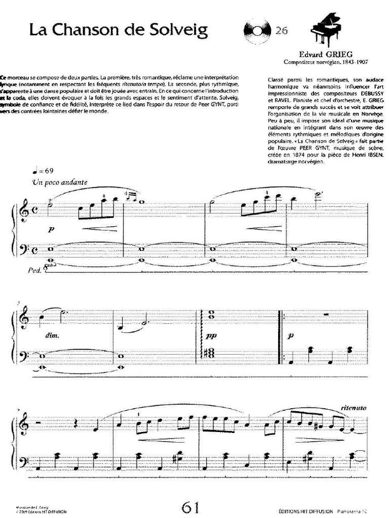 La Chanson de Solveig E. Grieg-1 | PDF