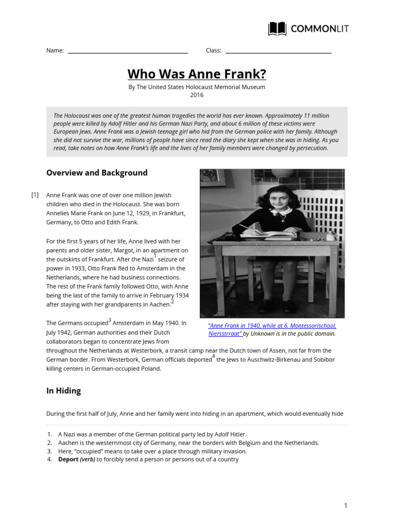 Who_Was_Anne_Frank | PDF | Anne Frank | The Holocaust