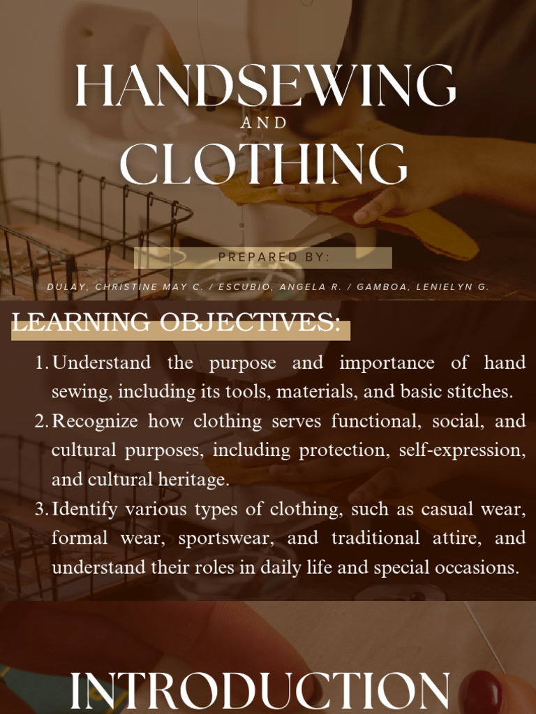 Hand Sewing Basics and Clothing Importance | PDF | Sewing | Clothing