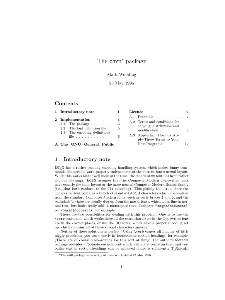 cmtt | PDF | Free Software | License