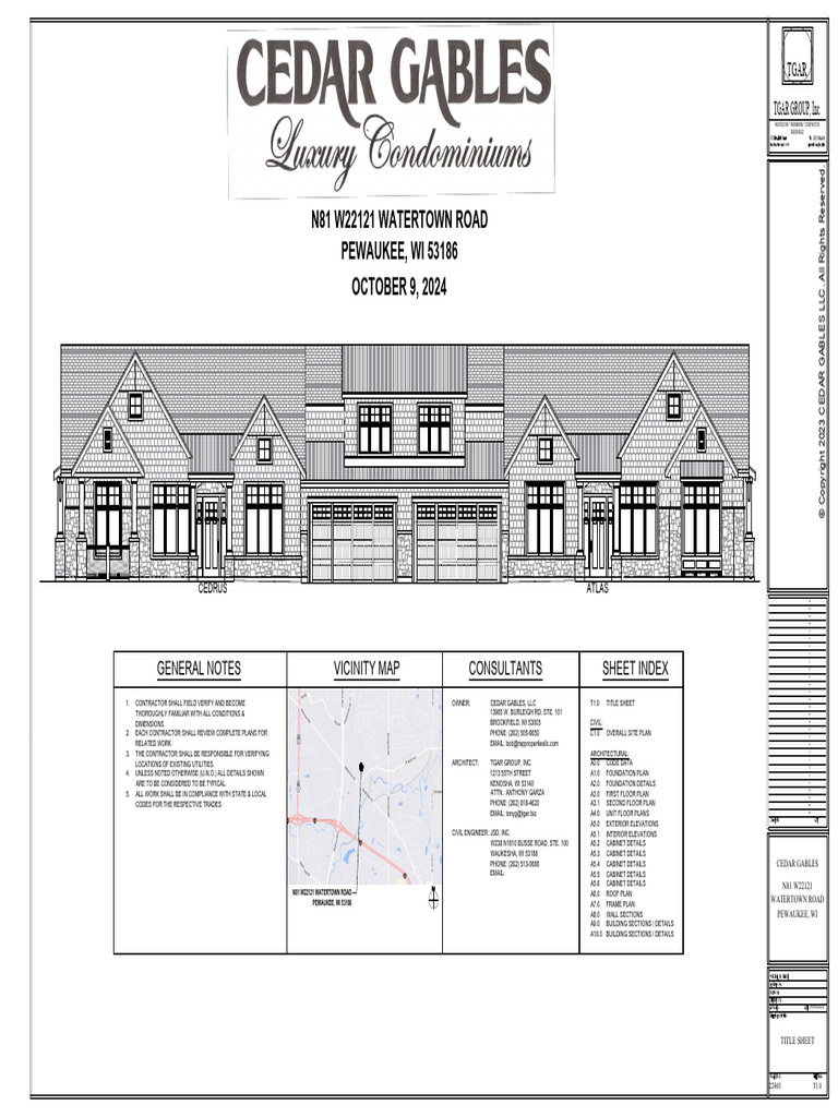 Cedar Gables - Prelim State Submittal Set - 100924 | PDF | Fireplace | Wall