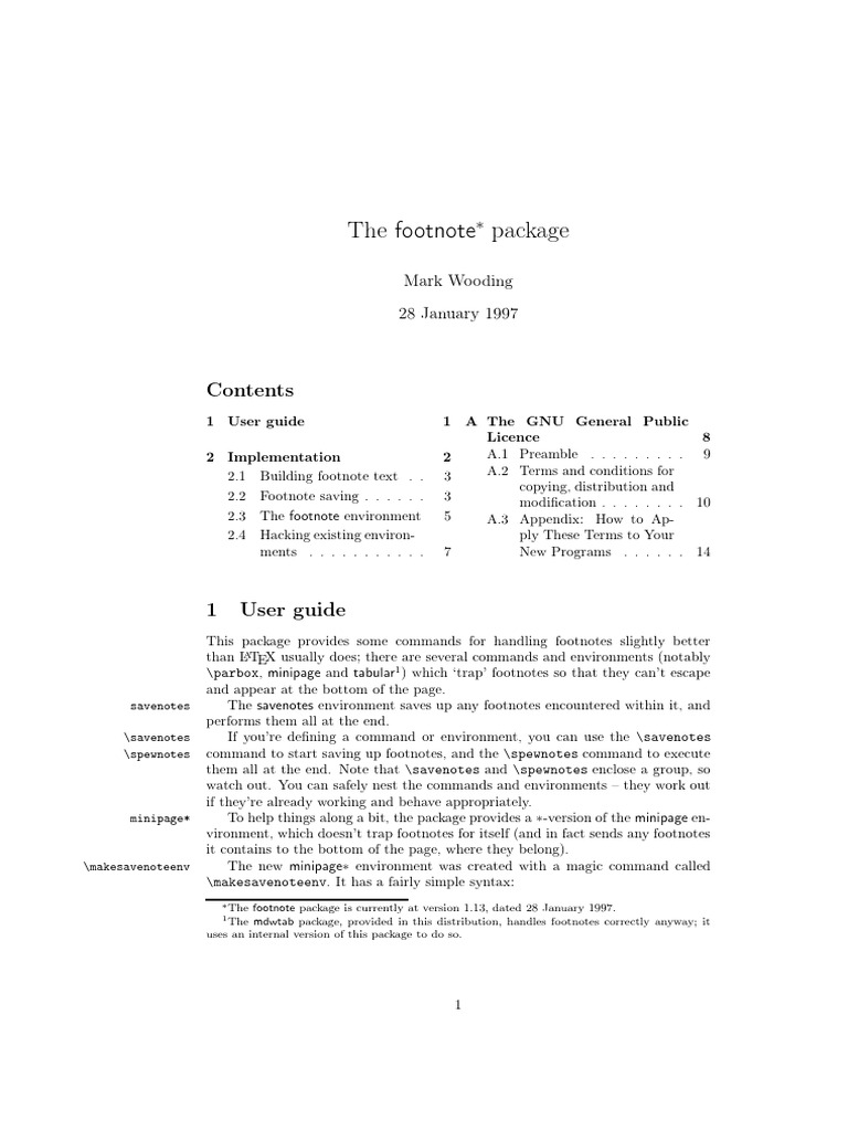 footnote | PDF | Free Software | License