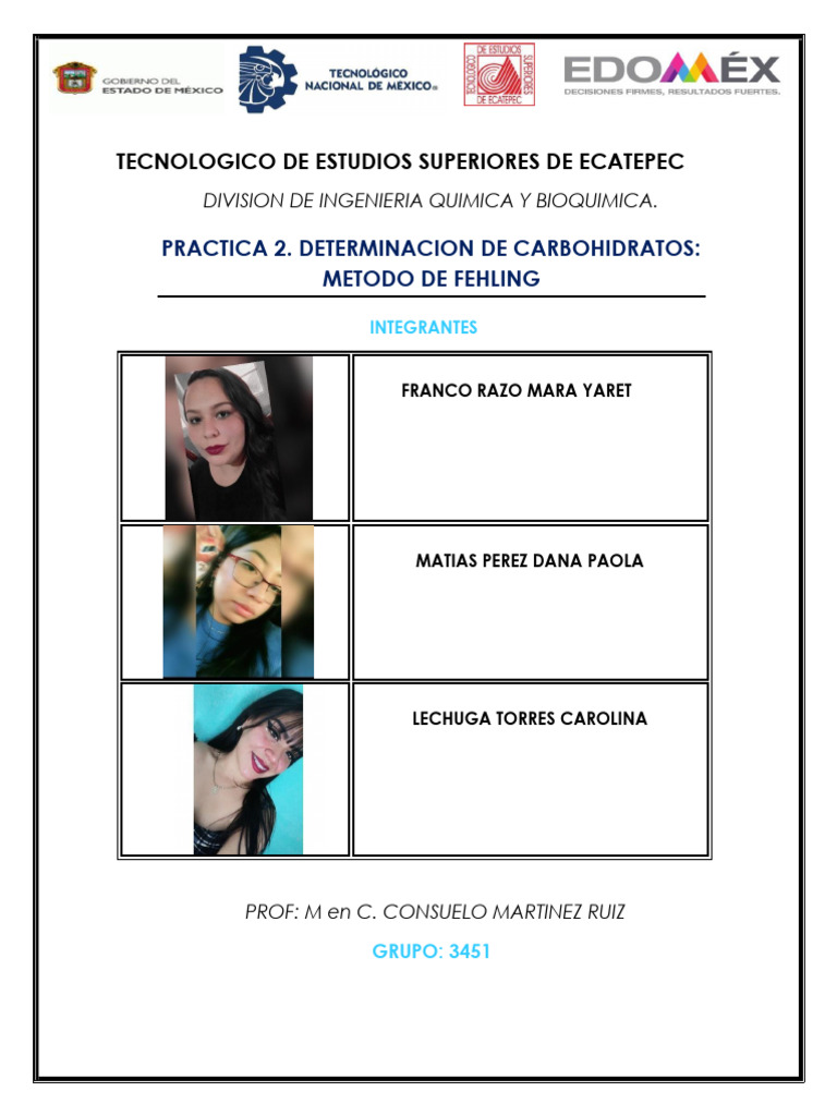 Practica 2 Deteminacion de Carbohidratos Equipo4 | PDF | Fructosa | Carbohidratos