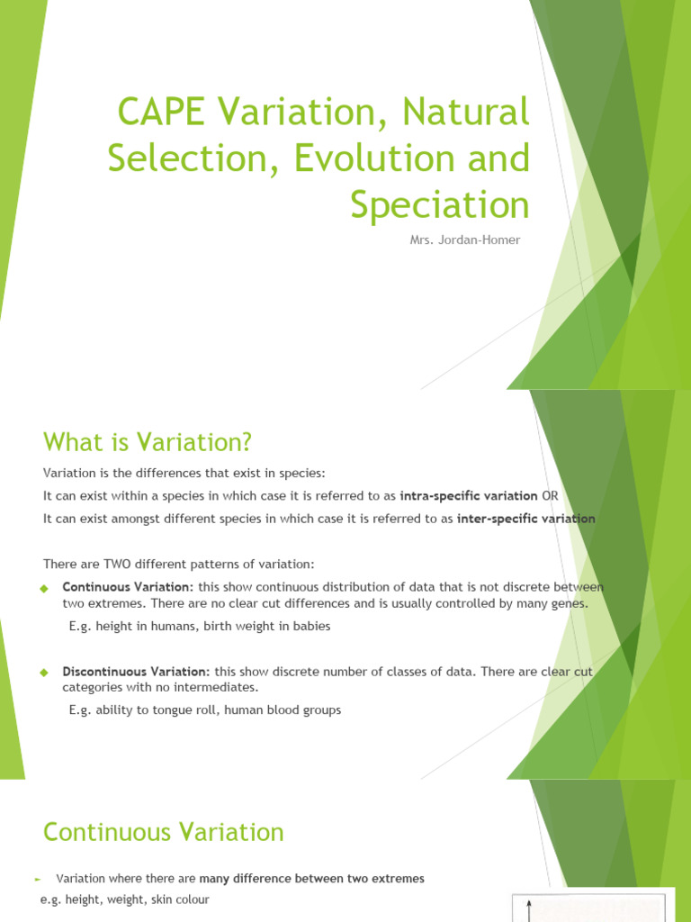 Variation, Natural Selection, Evolution and Speciation | PDF | Natural ...