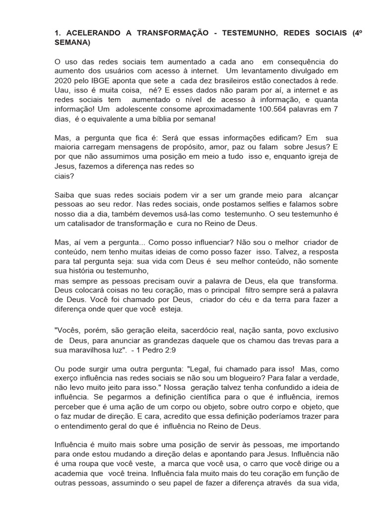 Five On Fire (4º semana) - Estudo A13 School | PDF | Jesus | Deus