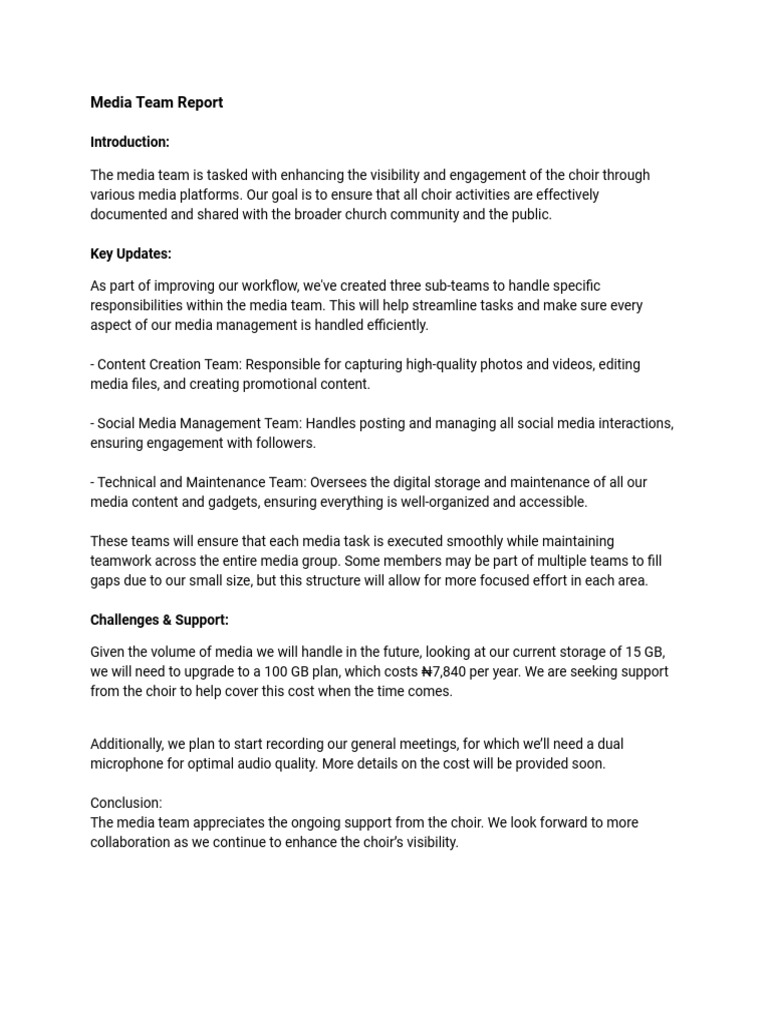 Media Team Report For 15th of Sept | PDF