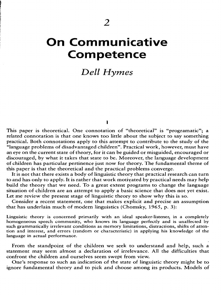 Hymes - 1972 - On Communicative Competence | PDF | Linguistics ...
