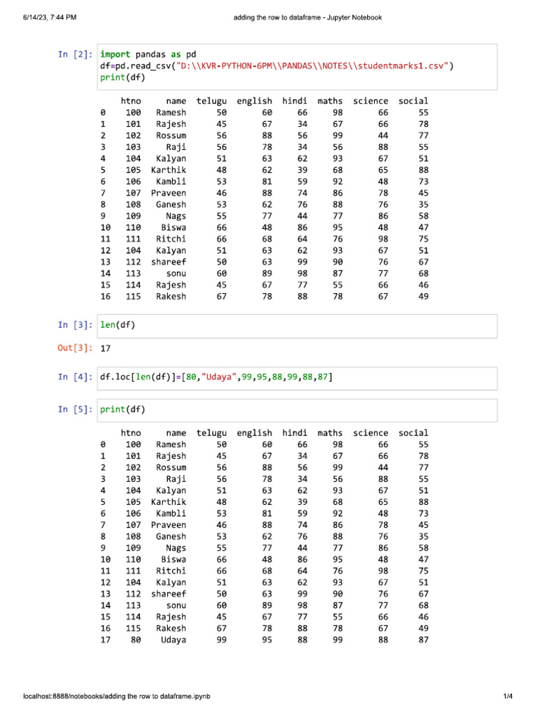 Adding The Row To Dataframe | PDF