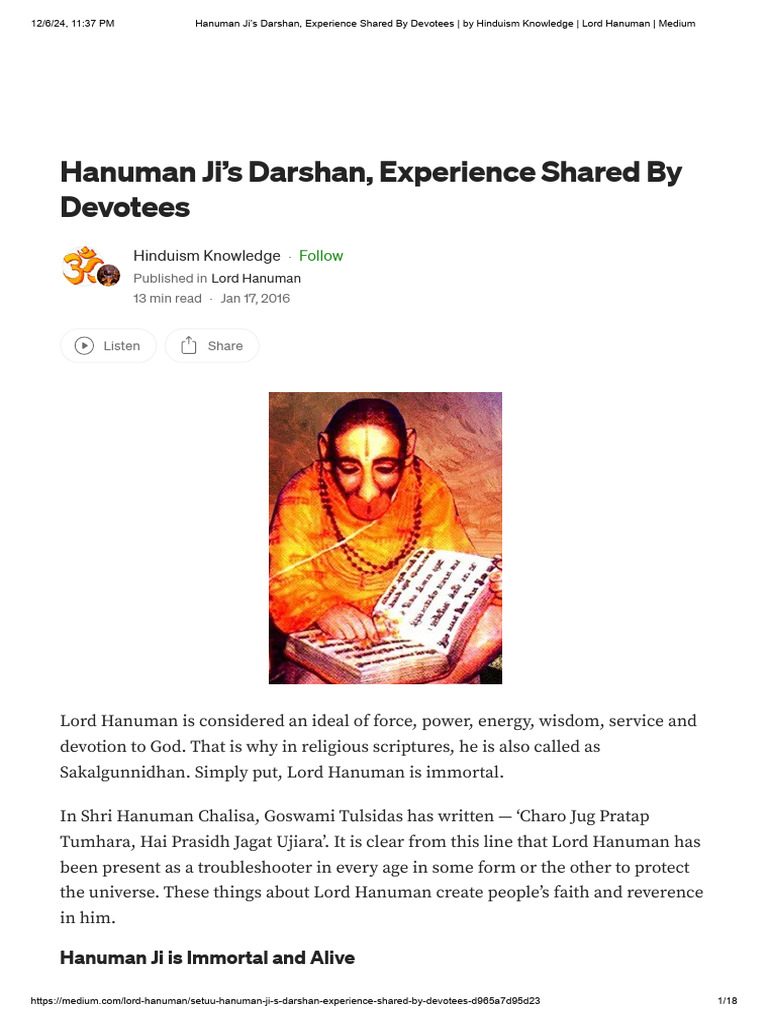 Hanuman Ji’s Darshan, Experience Shared By Devotees _ by Hinduism ...