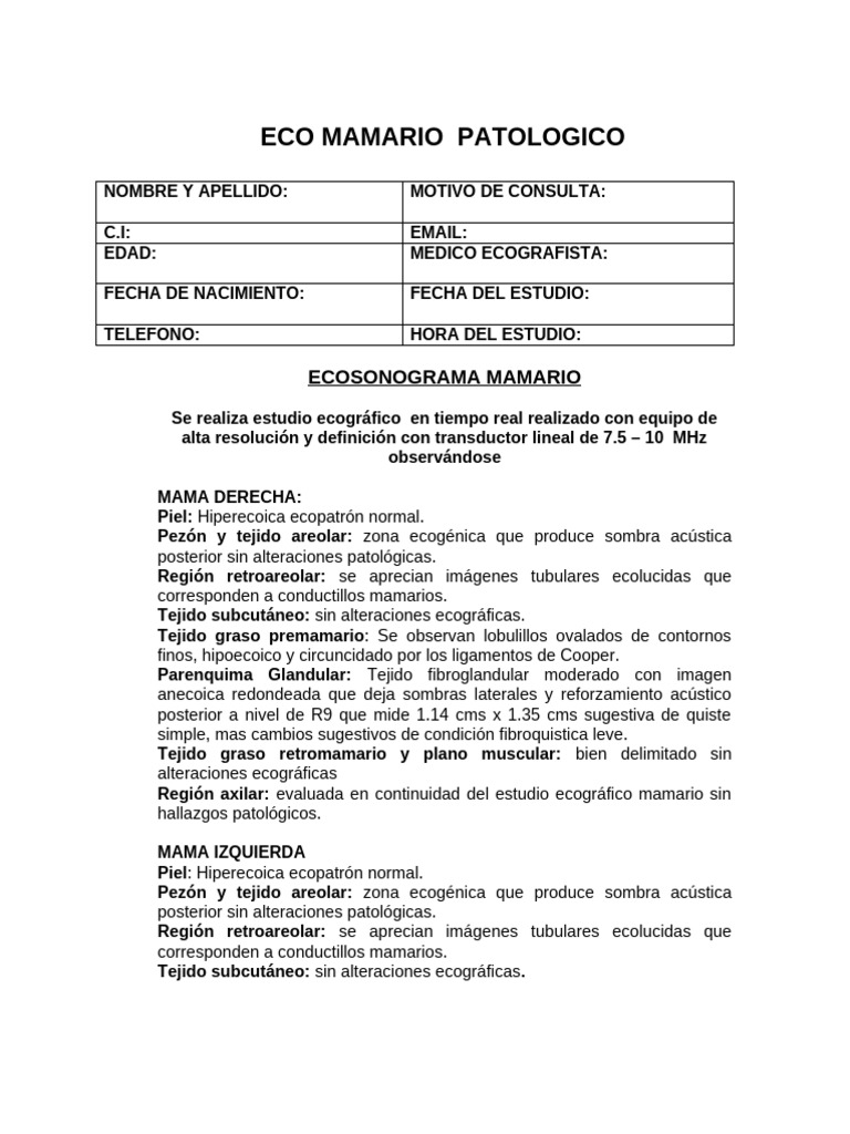 Eco Mamario | PDF | Pecho | Ultrasonido médico