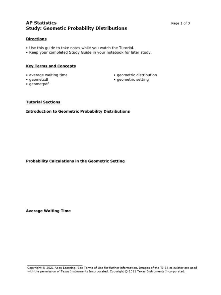 Geometpdfandcdf Study Guide | PDF | Probability | Statistical Theory