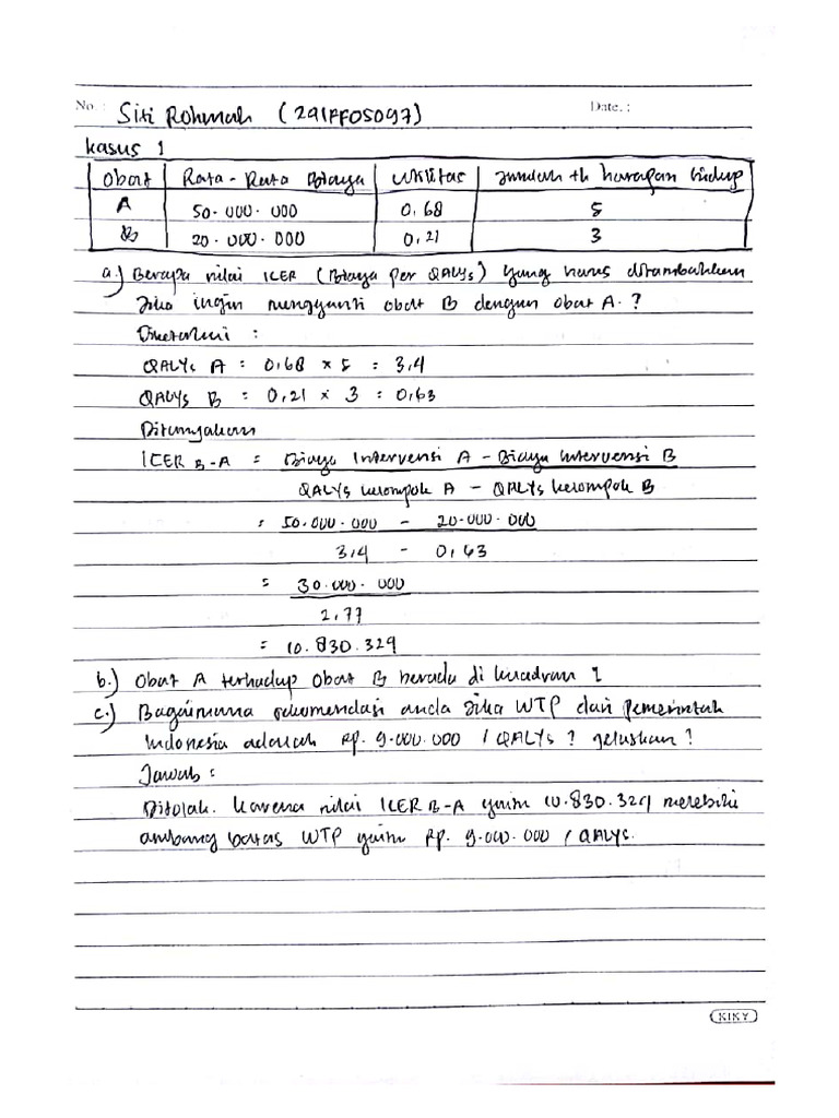097 - Siti Rohmah - Tugas Farmakoekonomi | PDF