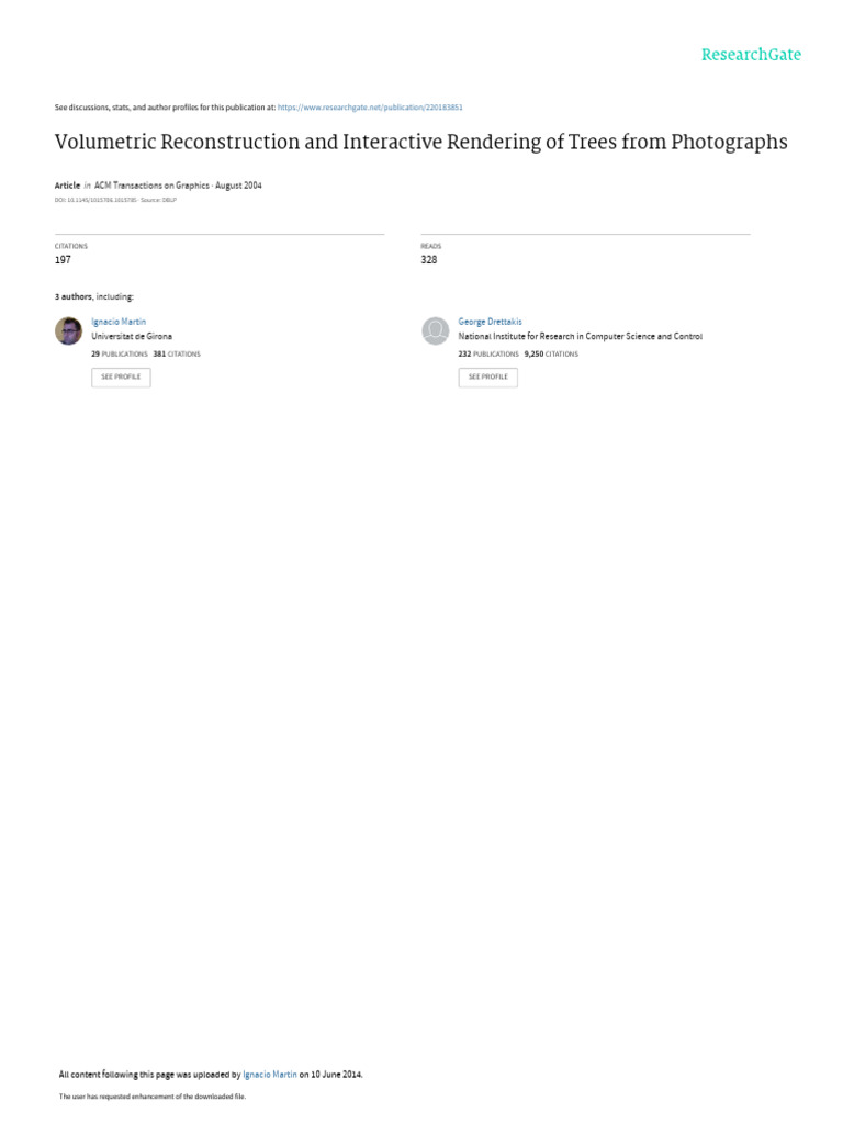 Volumetric Reconstruction and Interactive Renderin | PDF | Rendering ...