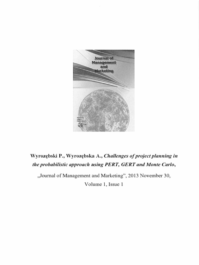 Challenges of project planning in the probabilistic approach using PERT ... Challenges of project planning in the probabilistic approach using PERT ...