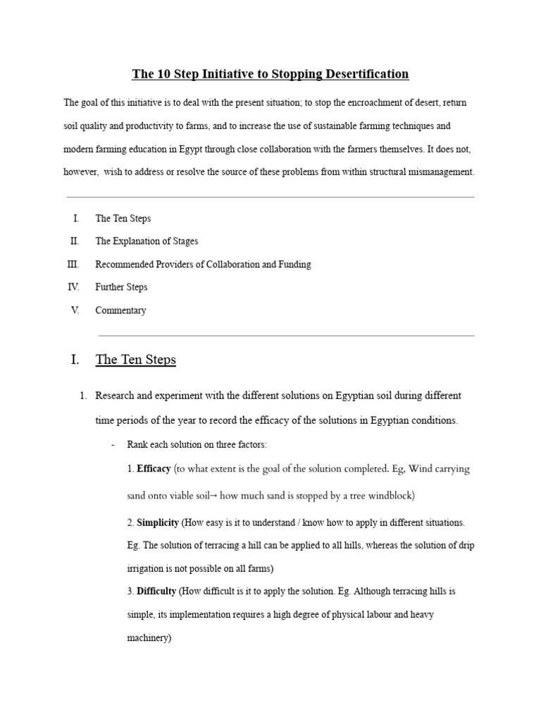 The Ten Step Initiative To Stopping Desertification | PDF | Soil ...