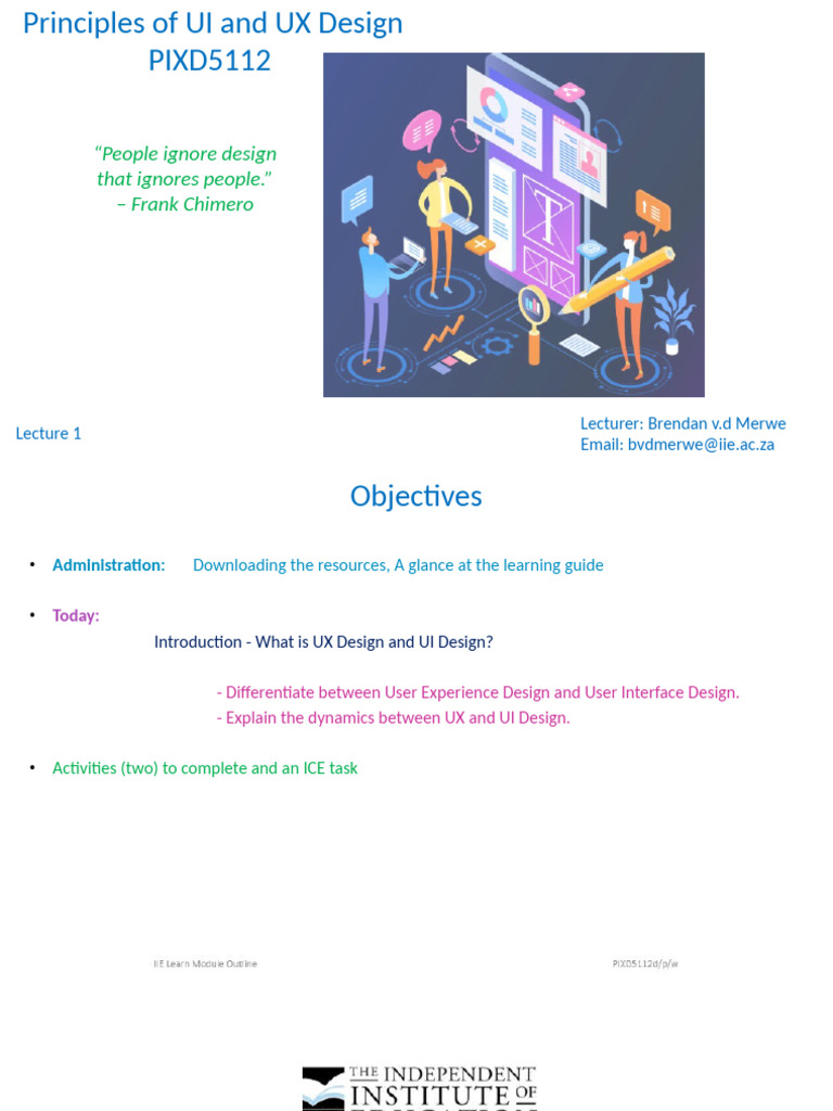PIXD5112_Lecture 1L | PDF | User Experience | User Interface