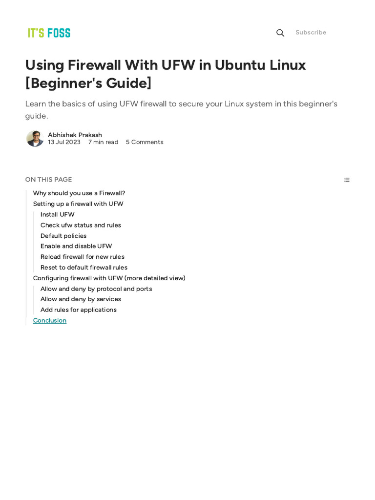Using UFW Firewall in Ubuntu Linux Os : A neat , Beginner's Guide | PDF ... Using UFW Firewall in Ubuntu Linux Os : A neat , Beginner's Guide | PDF ...