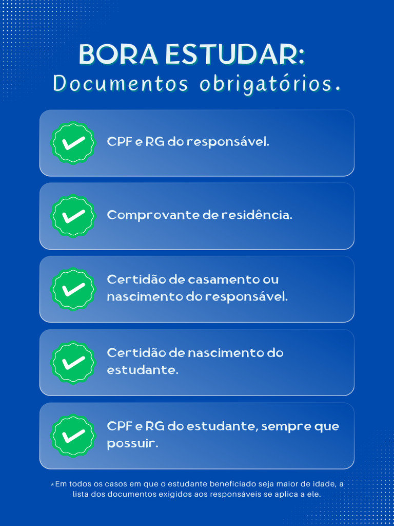 Checklist Documentos - Bora Estudar. | PDF