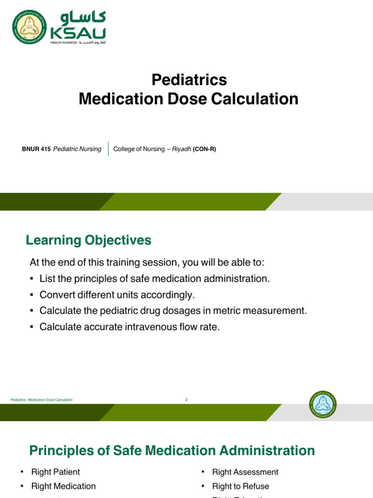 Pediatrics Medication Calculation (1) Week 2 | PDF