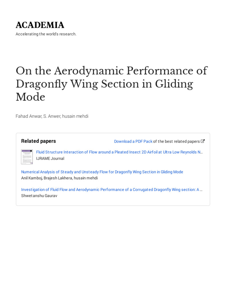 dragonfly_wing | PDF | Lift (Force) | Airfoil