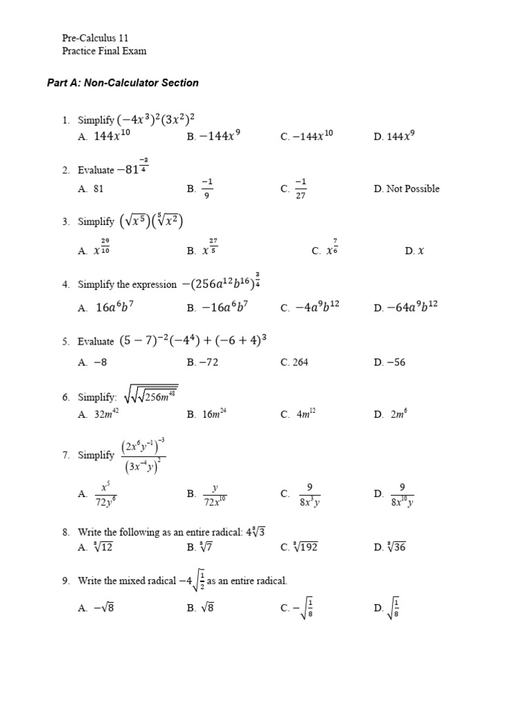 Practice Final | PDF | Elementary Mathematics | Mathematics