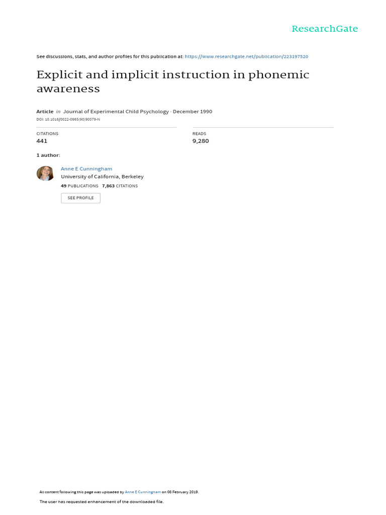 Explicit and Implicit Instruction in Phonemic Awar | PDF | Phoneme ...