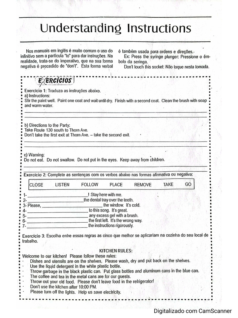 Understanding Instructions Exercícios Para as 2ªs Séries | PDF