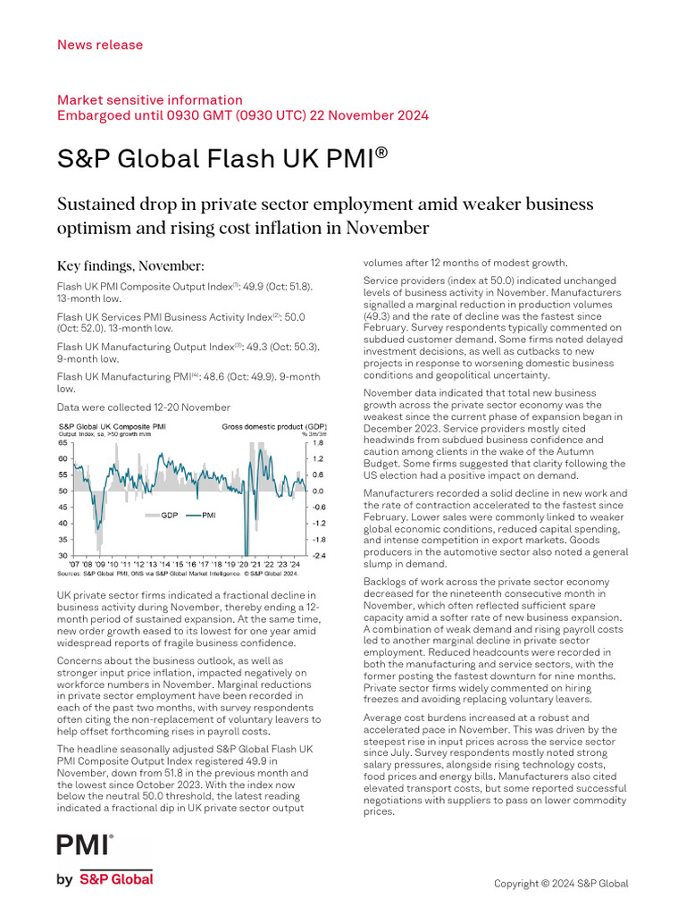 S&P Global Flash UK PMI | PDF | Recession | Index (Economics)