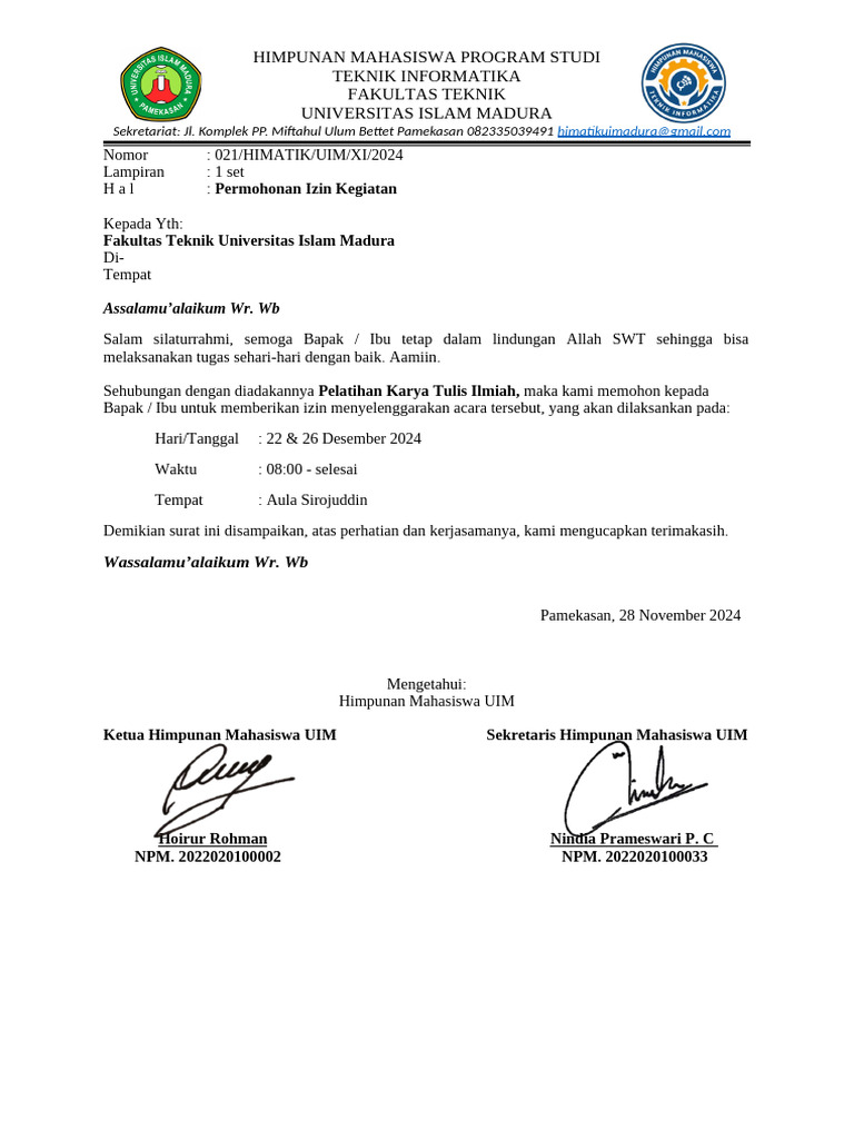 Surat Pem Organisasi | PDF