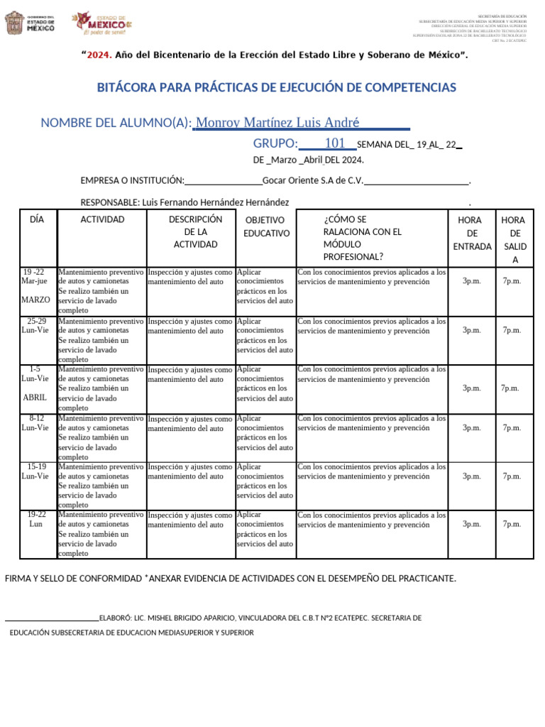 BITACORA 2024 dani | PDF