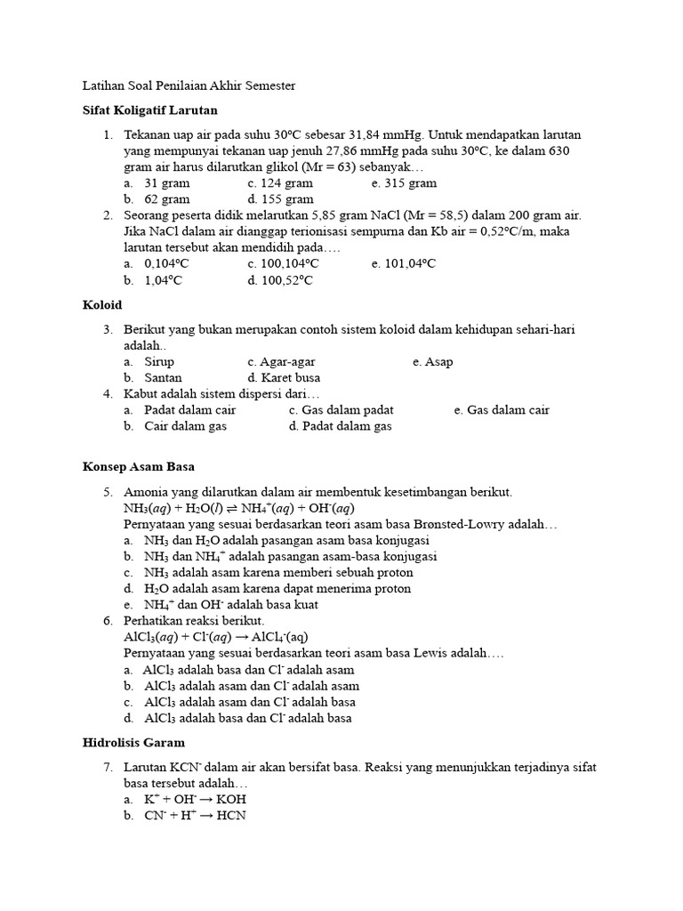 Latihan Soal Penilaian Akhir Semester SMA 1 | PDF Latihan Soal Penilaian Akhir Semester SMA 1 | PDF