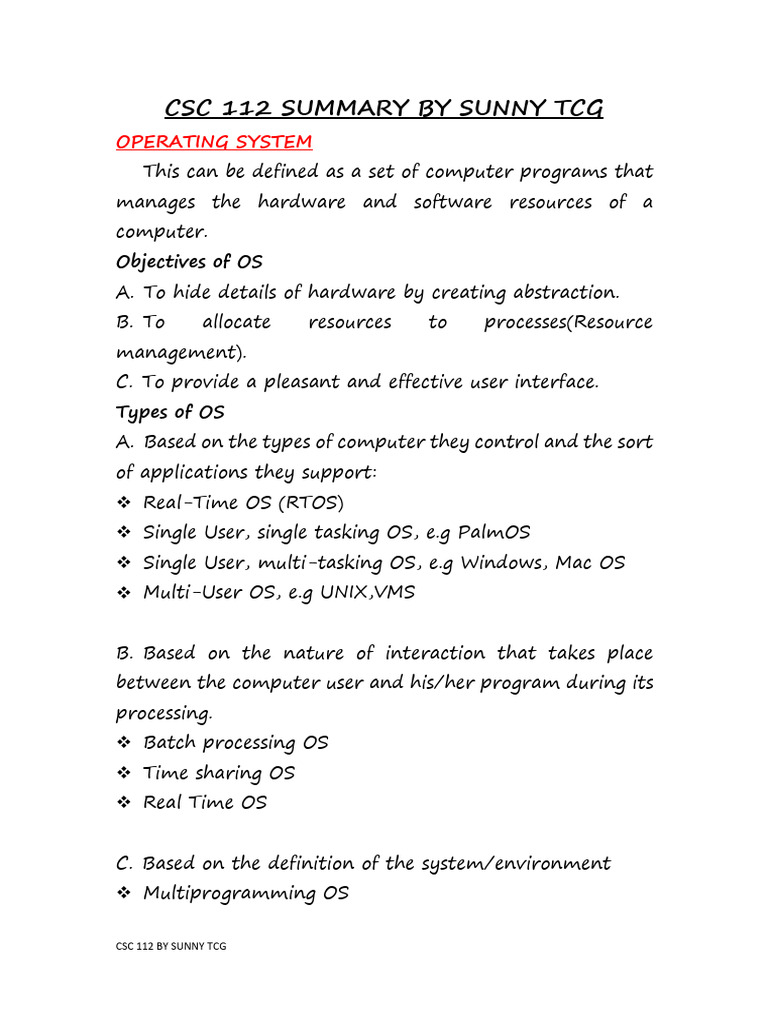 Csc 112 by Sunny Tcg-1 | PDF | Operating System | Computer Programming