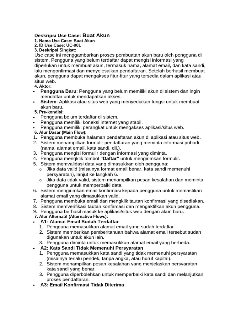 Tugas 1 Use Case Buat Akun | PDF