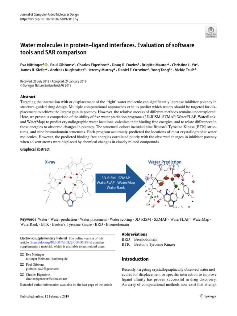 Water Molecules in Protein-Ligand Interfaces | PDF | Coordination ...