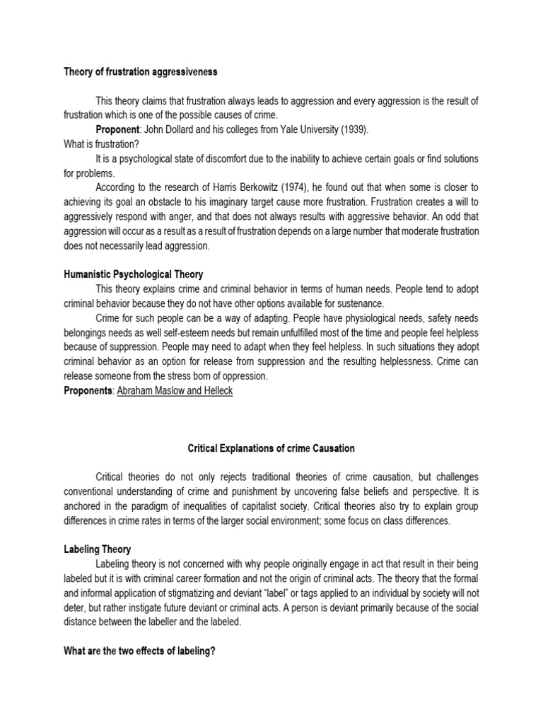 Frustration and Crime Theories Explained | PDF | Deviance (Sociology ...