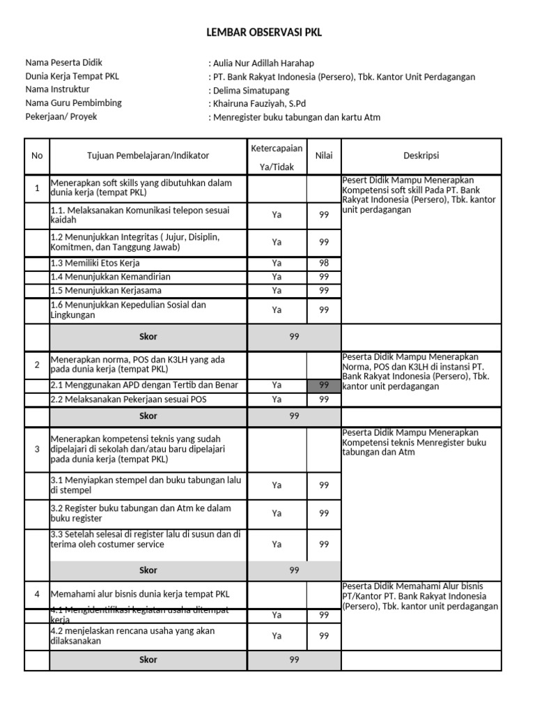 TRANSKRIP DAN LEMBAR OBSERVASI Dila | PDF