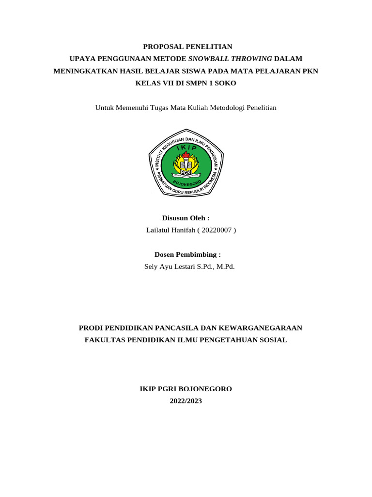 LAILATUL HANIFAH - PROPOSAL (AutoRecovered) | PDF