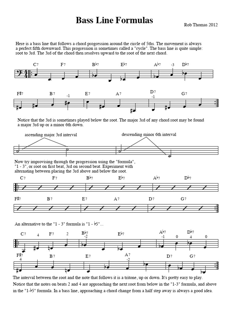 Bass Line Formulas '12 copy | PDF | Chord (Music) | Musical Forms
