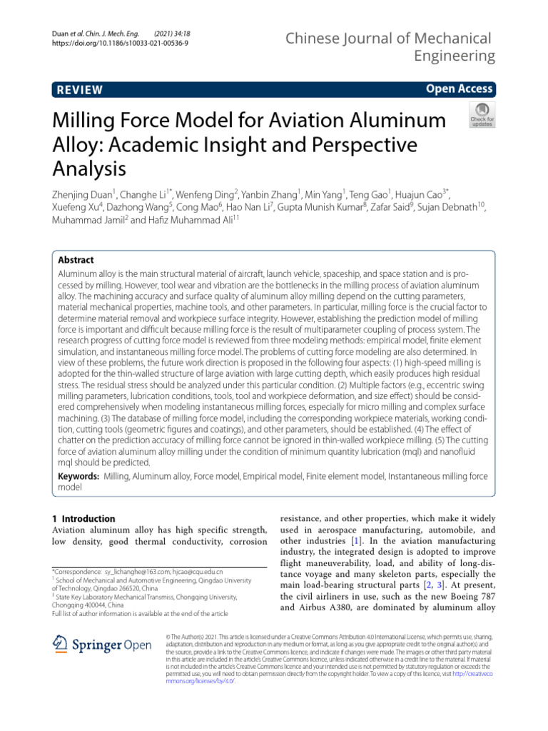s10033-021-00536-9 | PDF | Machining | Finite Element Method