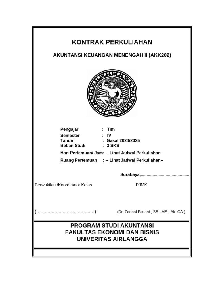 Kontrak Perkuliahan - AKM 2 2024 2025 | PDF