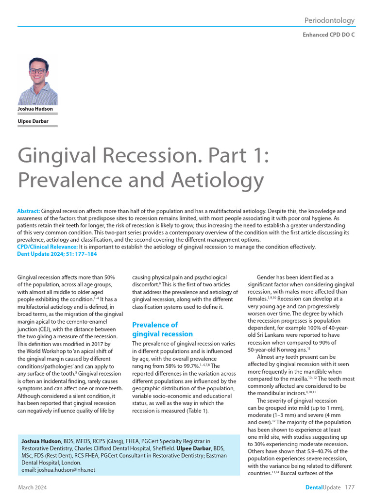 Gingival Recession: Prevalence & Aetiology | PDF | Periodontology ...