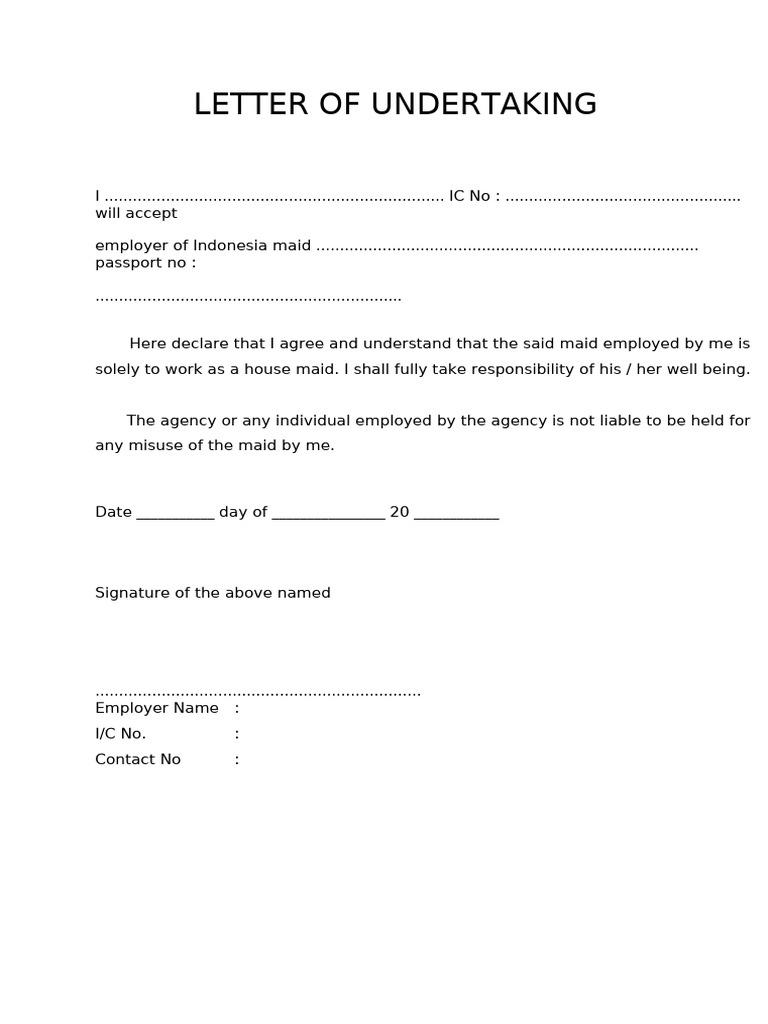 Letter of Undertaking | PDF