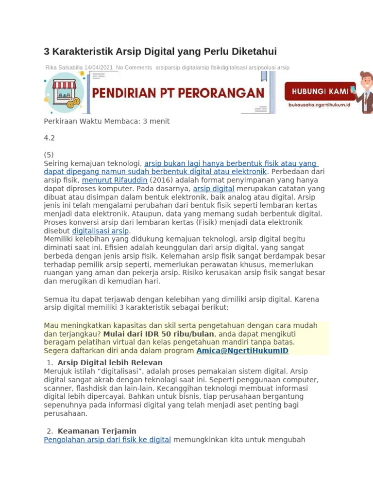 Karakteristik Arsip Digital yang Penting | PDF